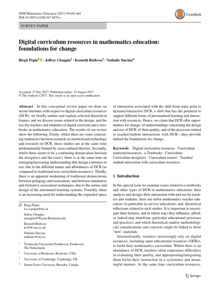 Digital Curriculum Resources in Mathemat | PDF | Curriculum | Teachers