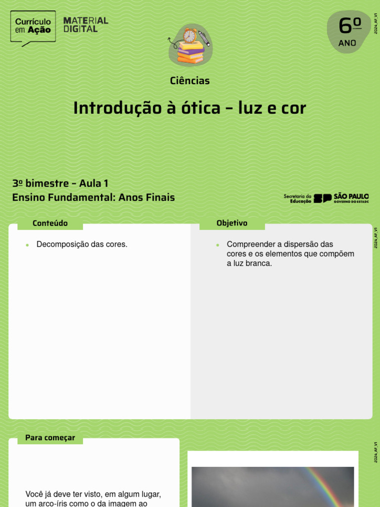 Introdução à Óptica: Luz e Cor | PDF | Luz | Arco-íris