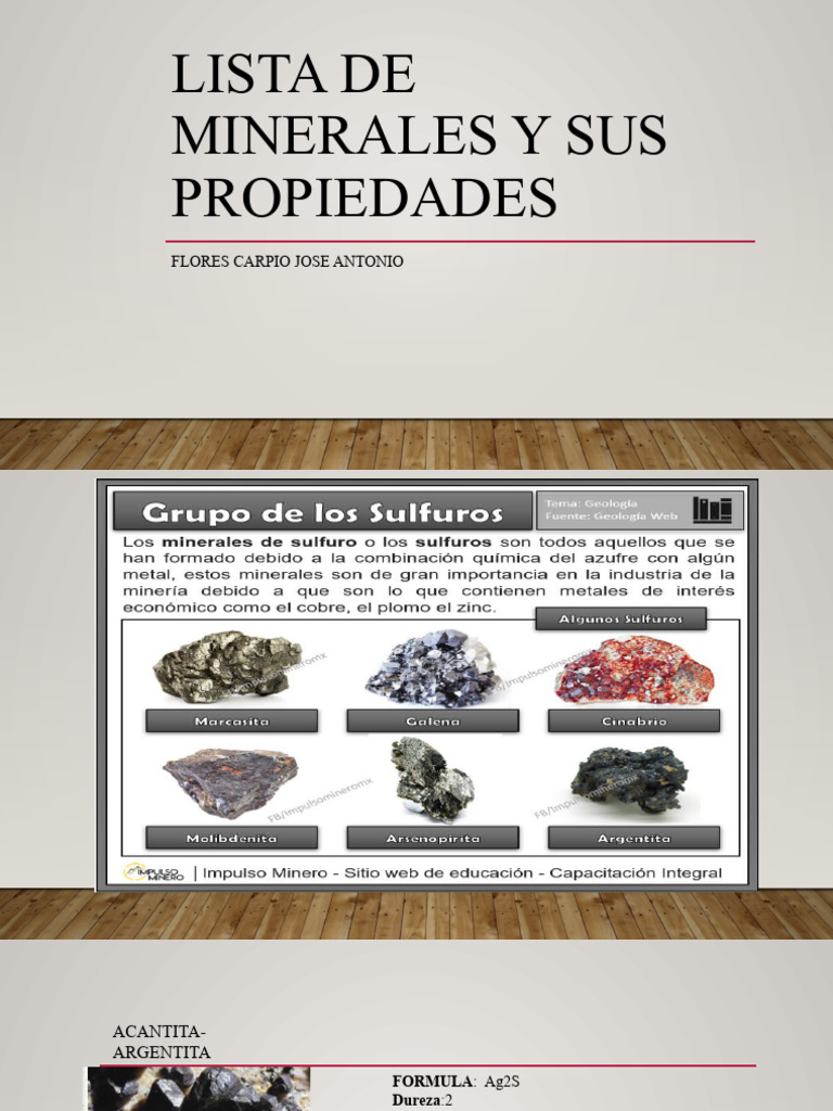 Lista de Minerales y Sus Propiedades | PDF | Minerales | Elementos químicos