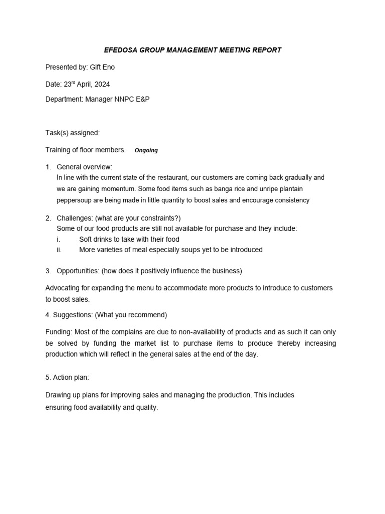 23rd April, Report Mgt. 2024 | PDF