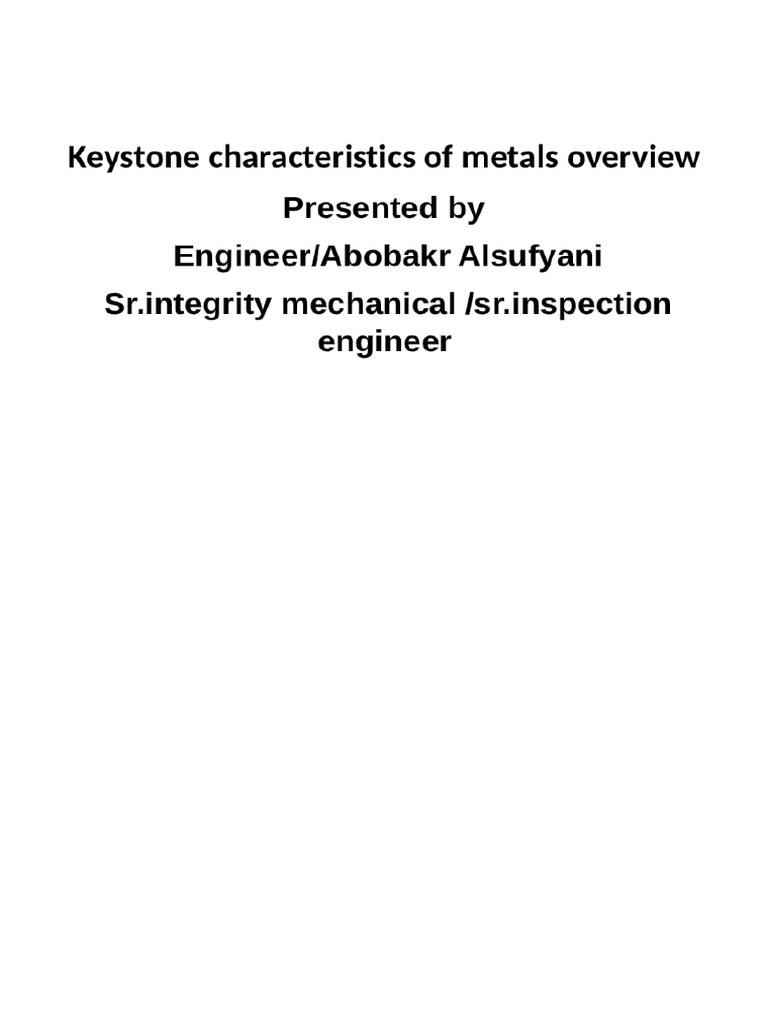 Keystone Characteristics of Metals - Mechanical Properties | PDF