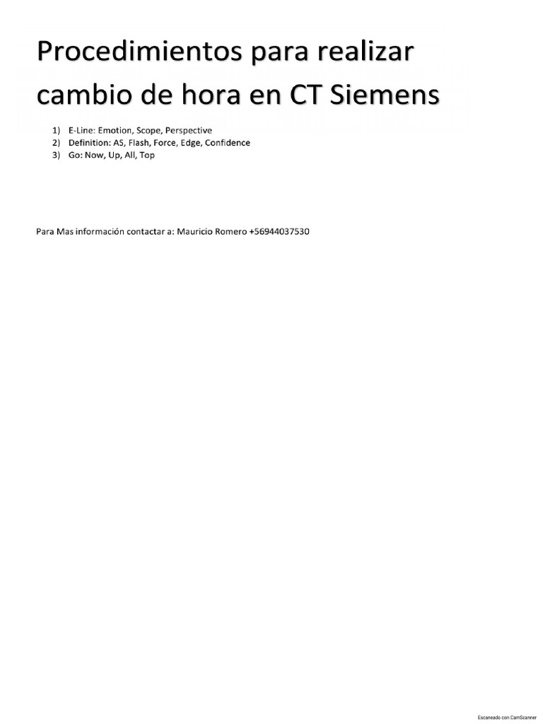 Procedimientos Para Realizar Cambio de Hora en CT Siemens | PDF