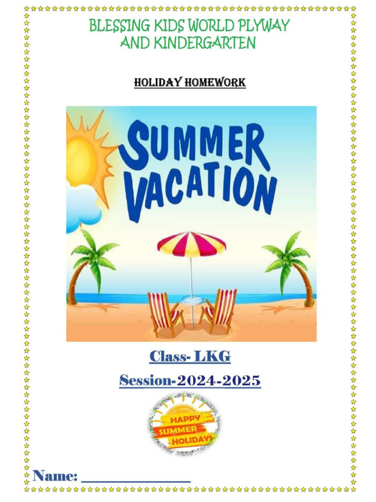 Class L.K.G Holiday Homework | PDF