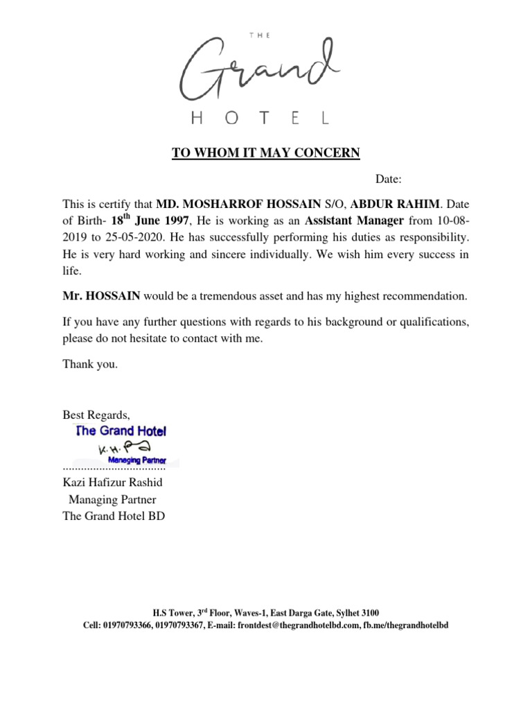 Moshar Experience Certificate | PDF