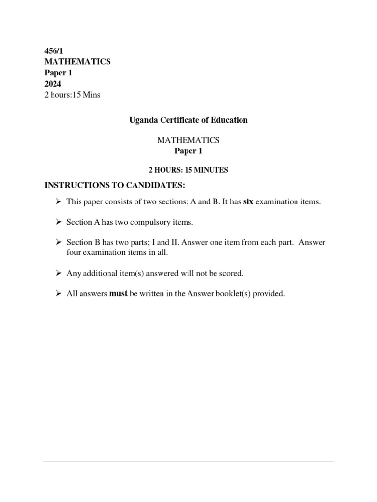 Shapta Uce Mathematics P1 2024 4 | PDF | Money