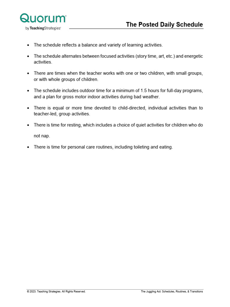 The Posted Daily Schedule | PDF