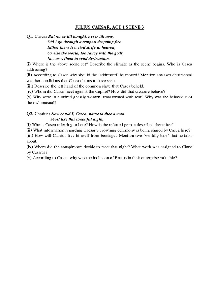 Summary and Q&A for Act 1, Scene 3 | PDF