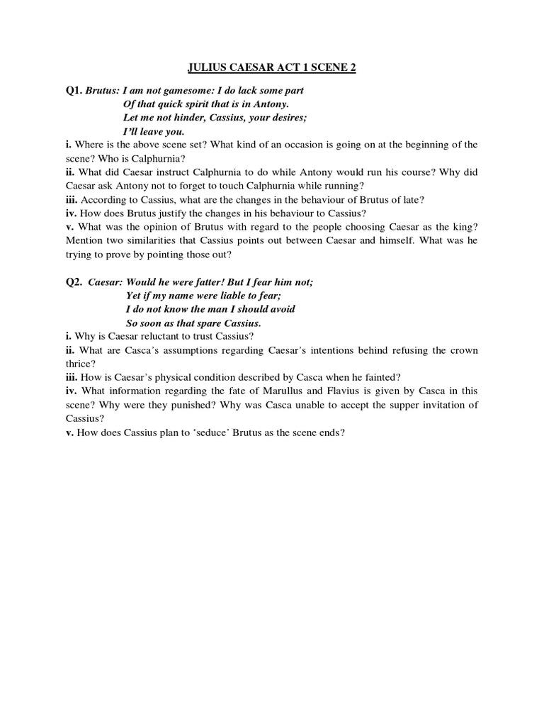 Julius Caesar (Act 1 Scene 2) | PDF