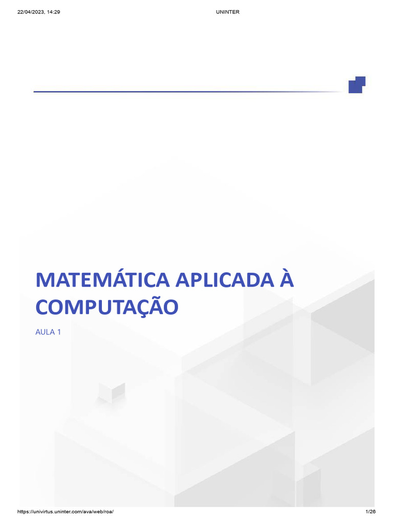 A1 - Matemática Computacional - Uninter | PDF | Lógica | Lógica matemática