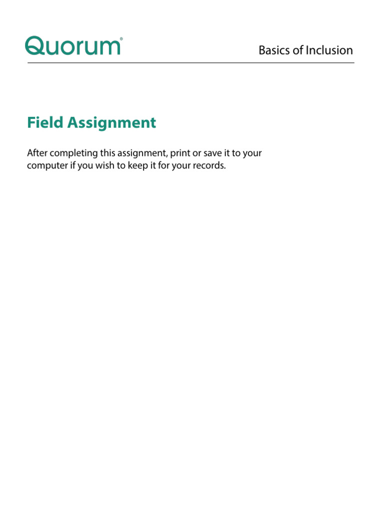 Field Assignment | PDF | Inclusion (Education) | Social Psychology