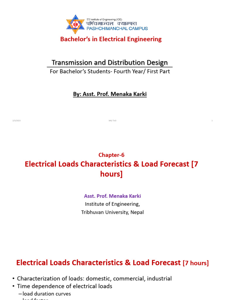 M6-Electrical Loads Characteristics - Load Forecast | PDF | Ac Power | Demand