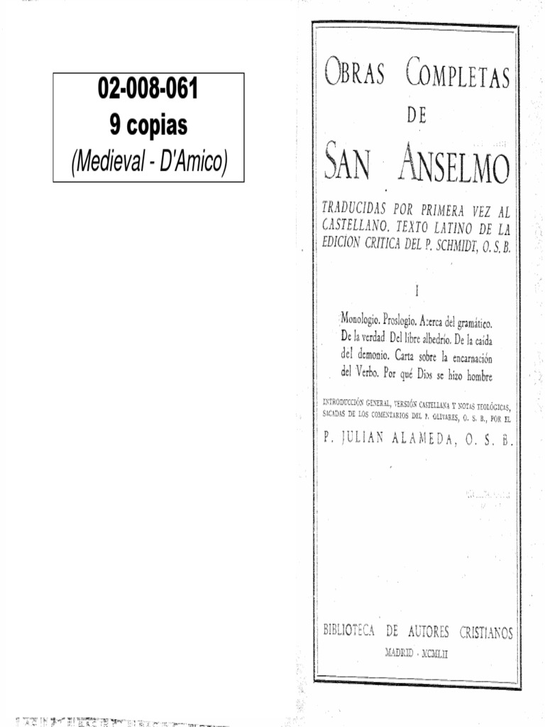SAN ANSELMO de Veritate (De La Verdad) I y II | PDF SAN ANSELMO de Veritate (De La Verdad) I y II | PDF