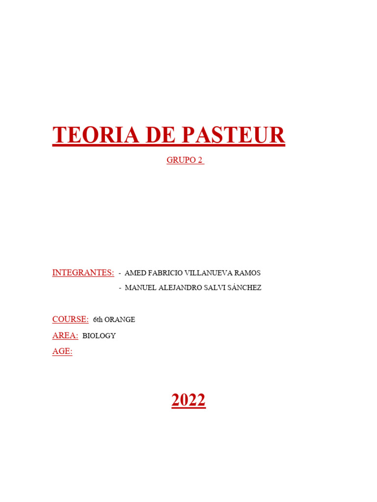 Teoria de Pasteur | PDF | Luis Pasteur | Biología