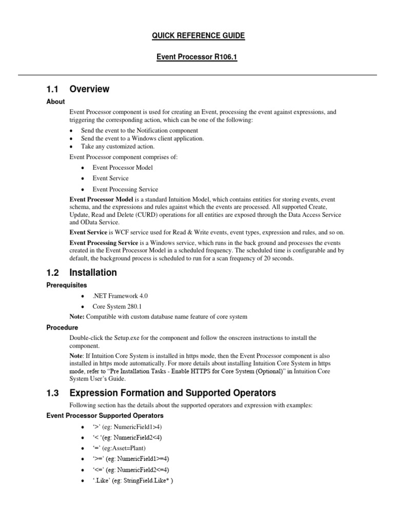 Event Processor Quick Reference Guide Pdf Xml Schema Computing