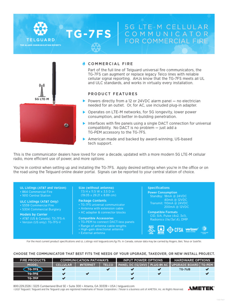 TG 7FS Product Data Sheet Final WEB 5122022 | PDF | Telecommunications | Electronics
