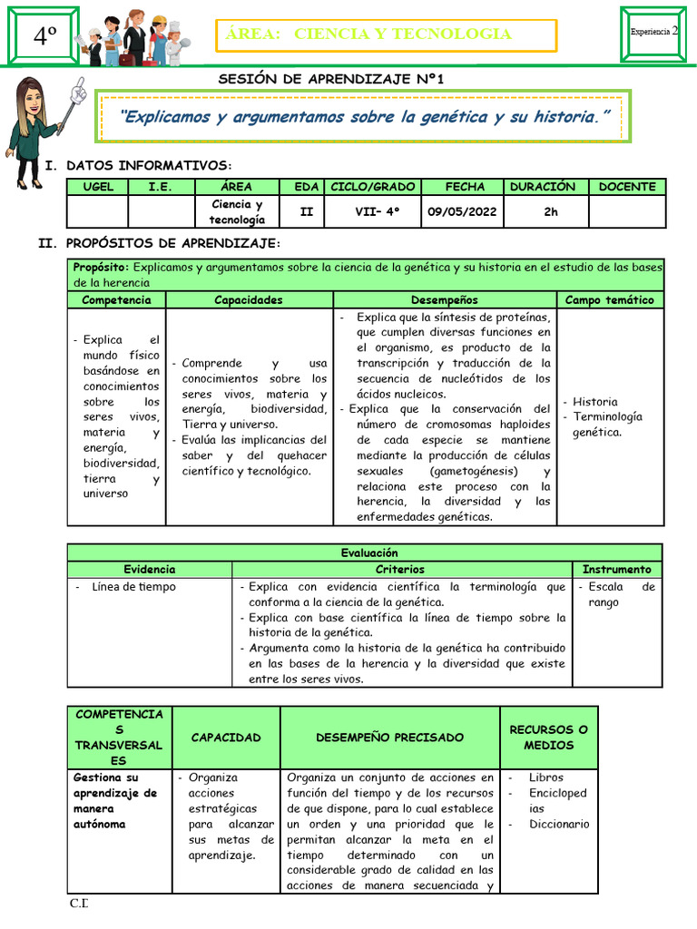 4° SESIÓN DE APRENDIZAJE SESIÓN 1-SEM.1-EXP.2-CYT (1) | Descargar gratis PDF | Maestros | Organismos