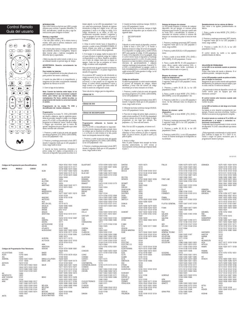 CRU Movistar | PDF | Control remoto | Diodo emisor de luz
