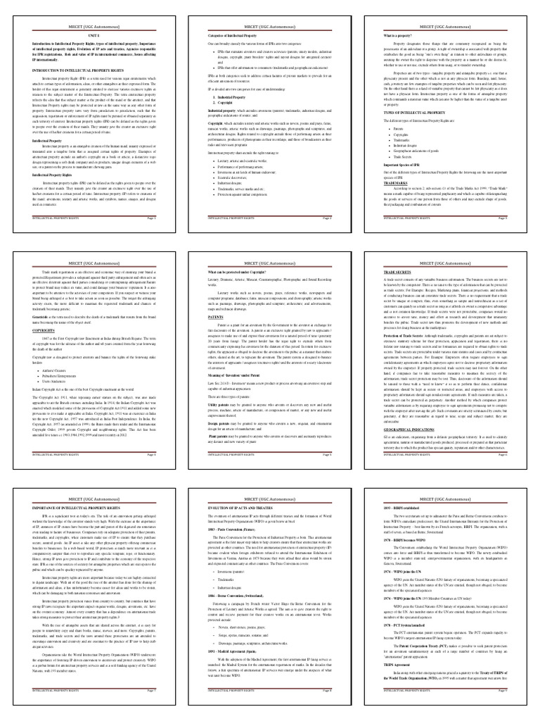 Overview of Intellectual Property Rights | PDF | Intellectual Property ...