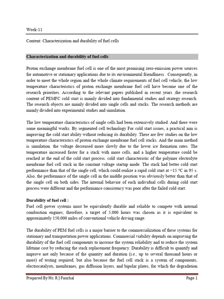 Week 11 Characterization and Durability of Fuel Cells | PDF | Fuel Cell ...