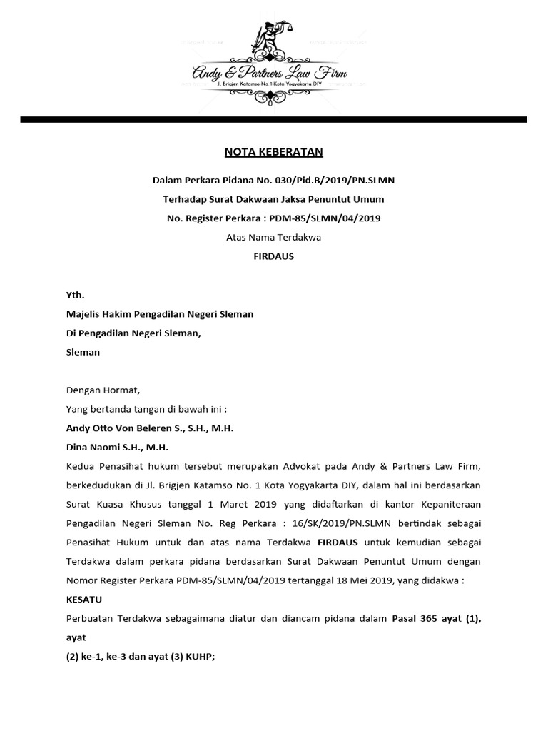 Nota Keberatan | PDF