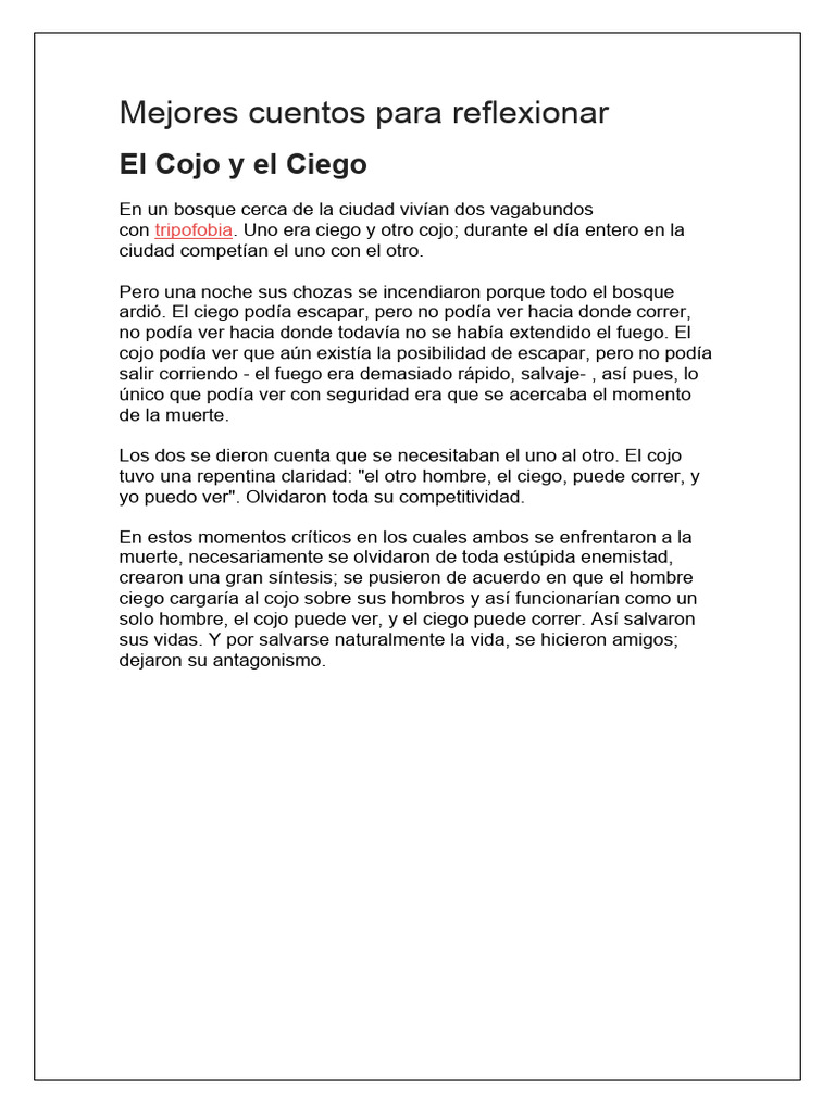 Mejores Cuentos para Reflexionar | PDF