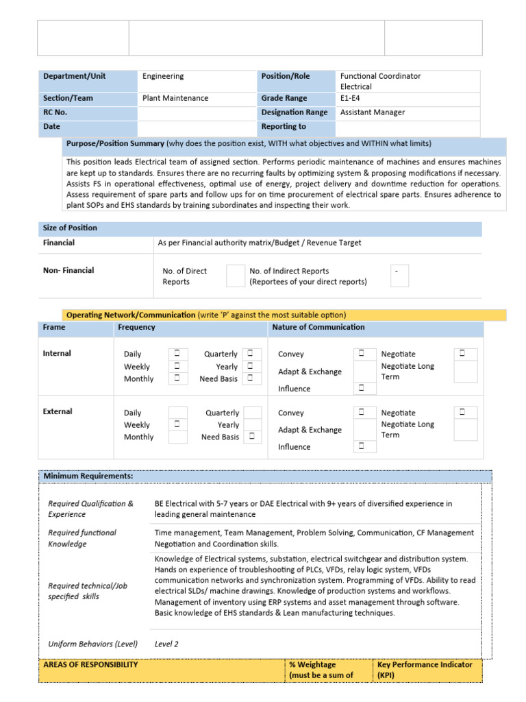 FC - Electrical | PDF | Performance Indicator | Communication
