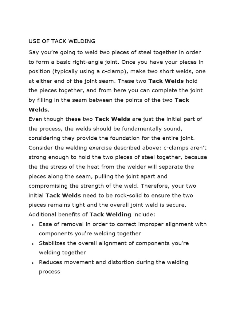 Use of Tack Welding (X) | PDF | Technology & Engineering