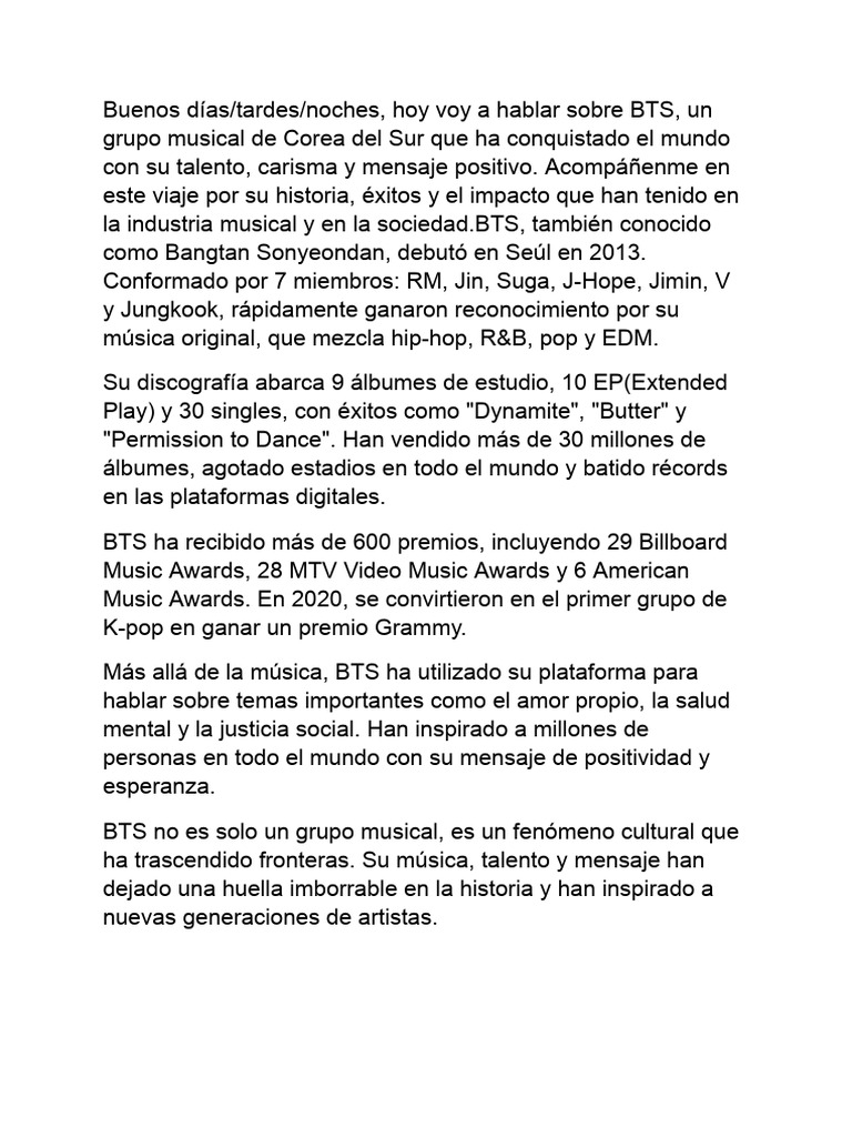 Ensayo sobre BTS | PDF