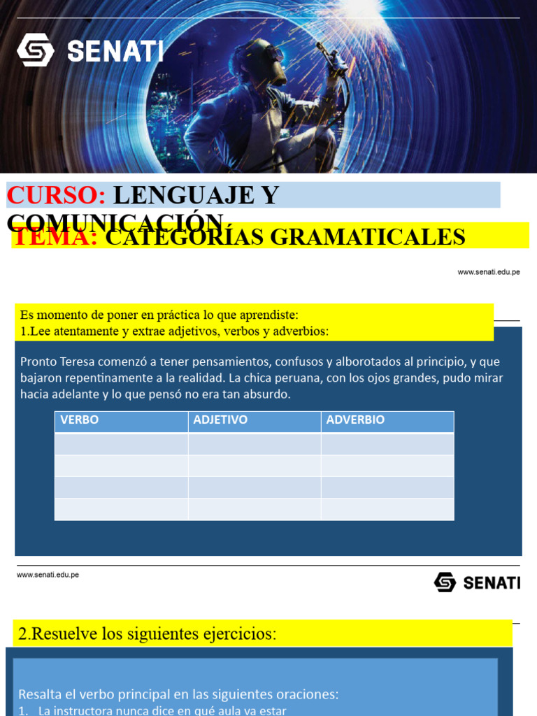 Adjetivo Verbo y Adverbio Práctica | PDF