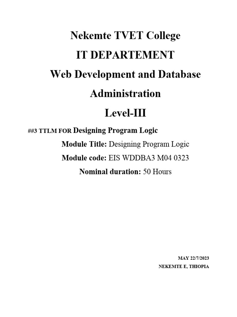 TM04 Designing Program Logic | PDF | Algorithms | Computer Program