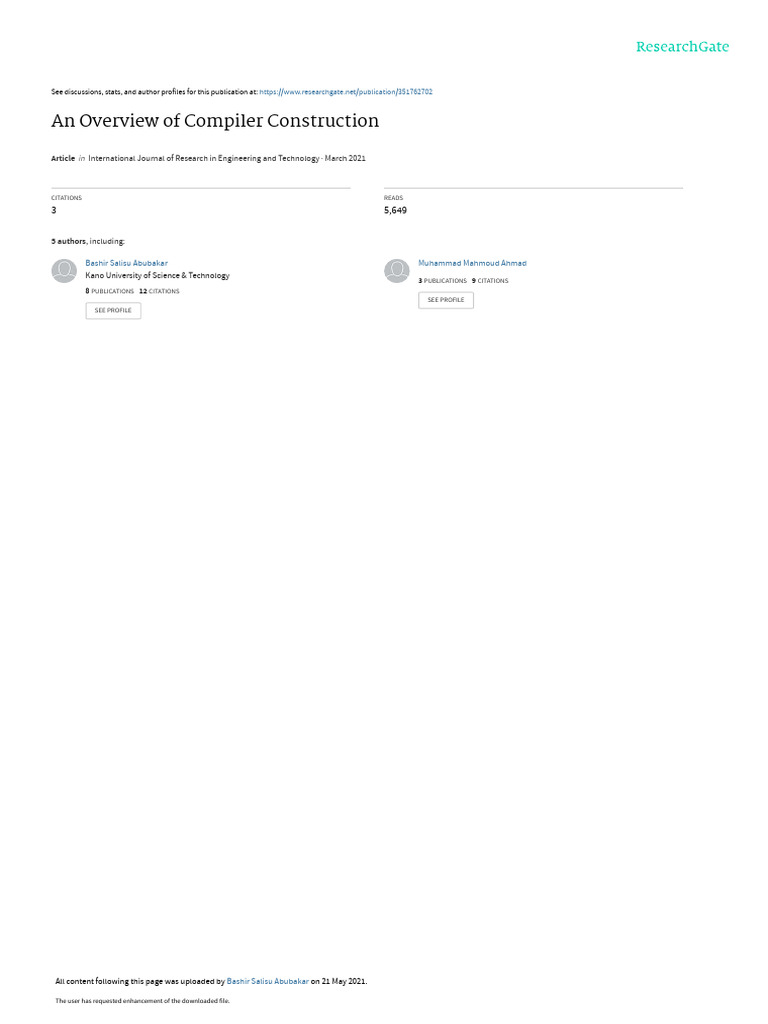 An Overview of Compiler Construction | PDF | Compiler | Parsing