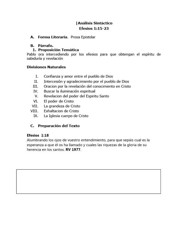 Analisis Sintactico de Efesios 1-15-23 | PDF | Cristo (título) | Intercesión