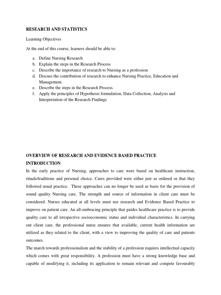 Edocns Research and Statistics Cohort 3 Nursing | PDF | Level Of ...