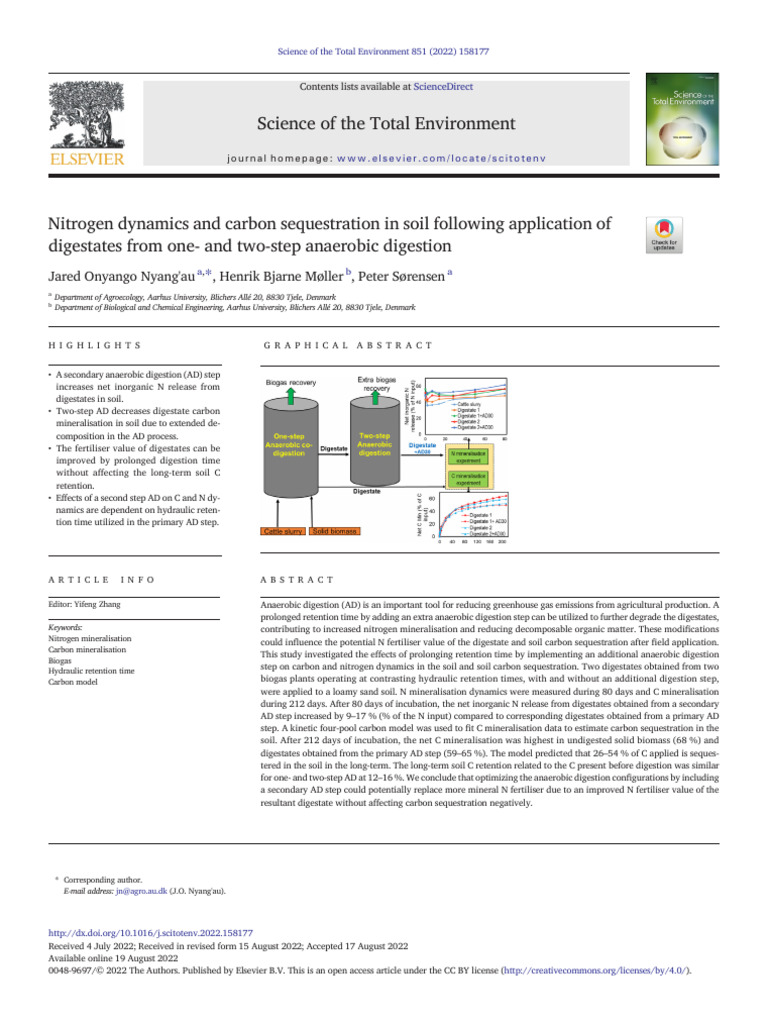 1 s2.0 S0048969722052767 Main | PDF | Soil | Anaerobic Digestion