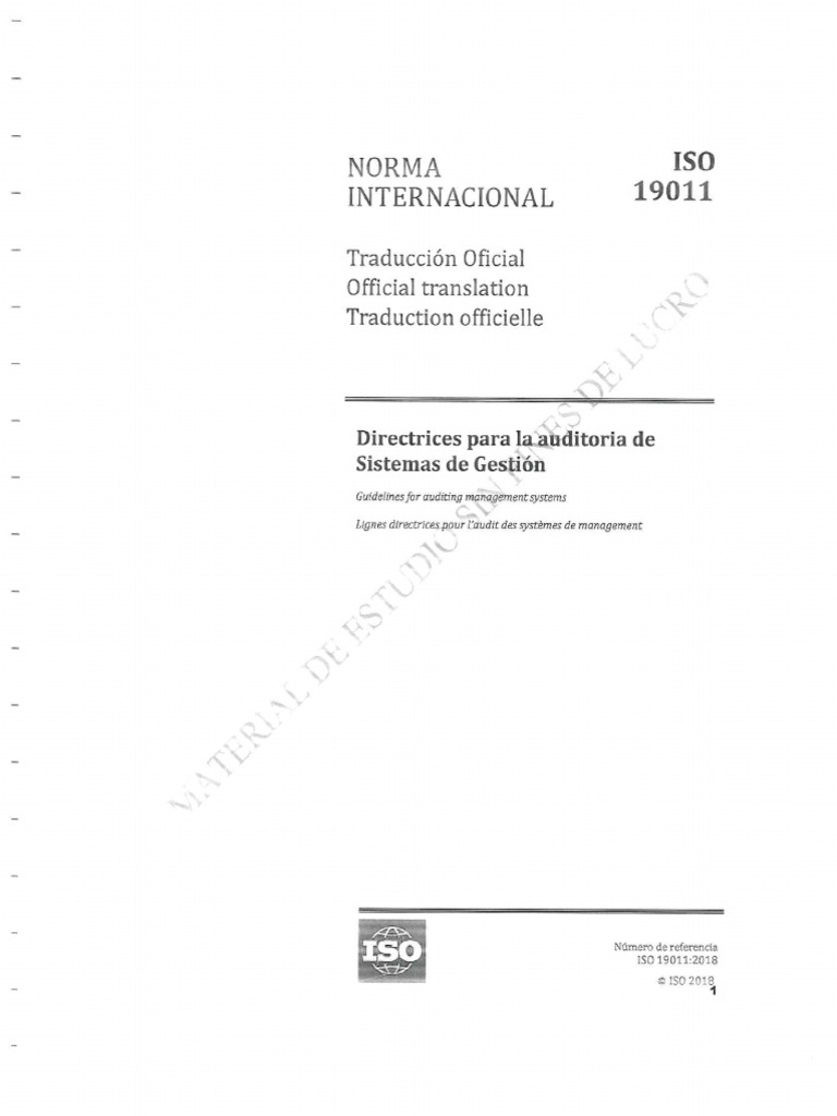 ISO 19011 2018 - Directrices para Auditorias de Sistemas de Gestion | PDF
