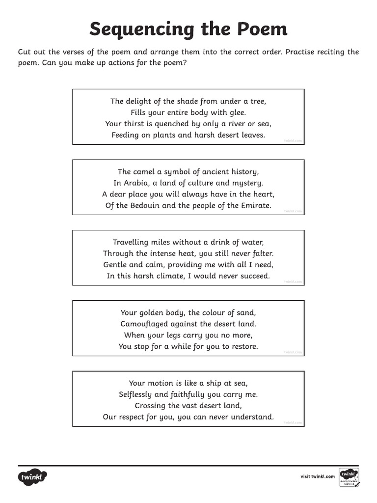 Sequencing the Poem Activity Sheet | PDF