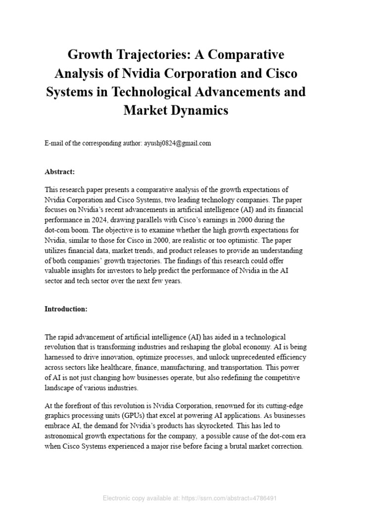 Growth Trajectories A Comparative Analysis Of Nvidia Corporation And Cisco Systems In