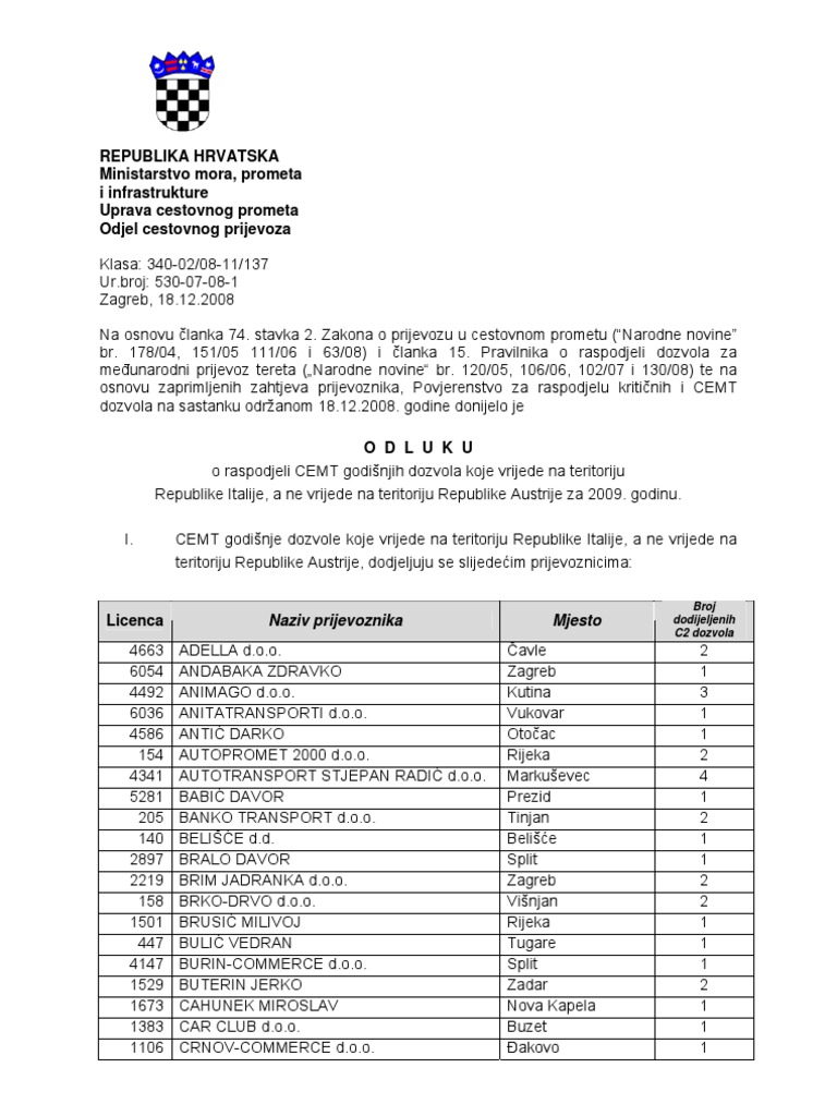 Cemt C2 Dodjela 09 01 | PDF