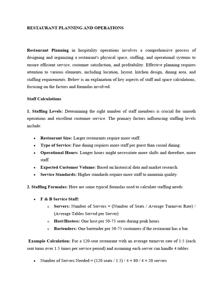 Restaurant Planning and Operations | PDF | Restaurants | Waiting Staff