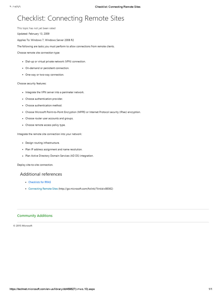 Checklist - Connecting Remote Sites | PDF