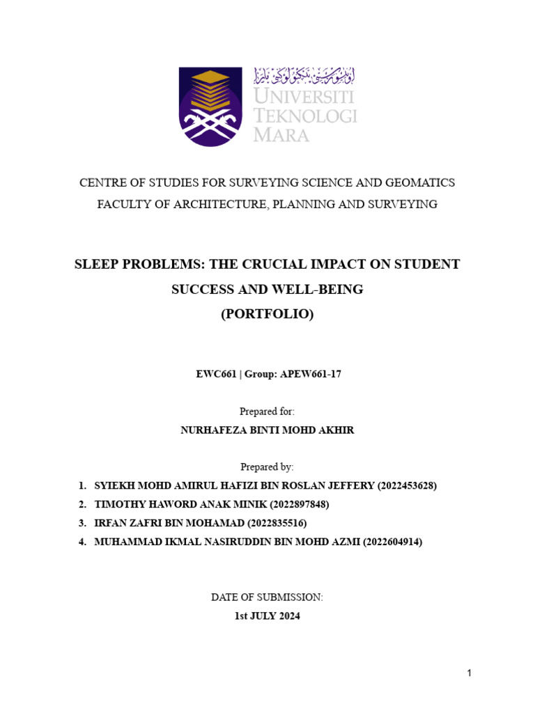 Sleep Problems - The Crucial Impact On Student Success and Well-Being (Portfolio) | PDF | Sleep ...