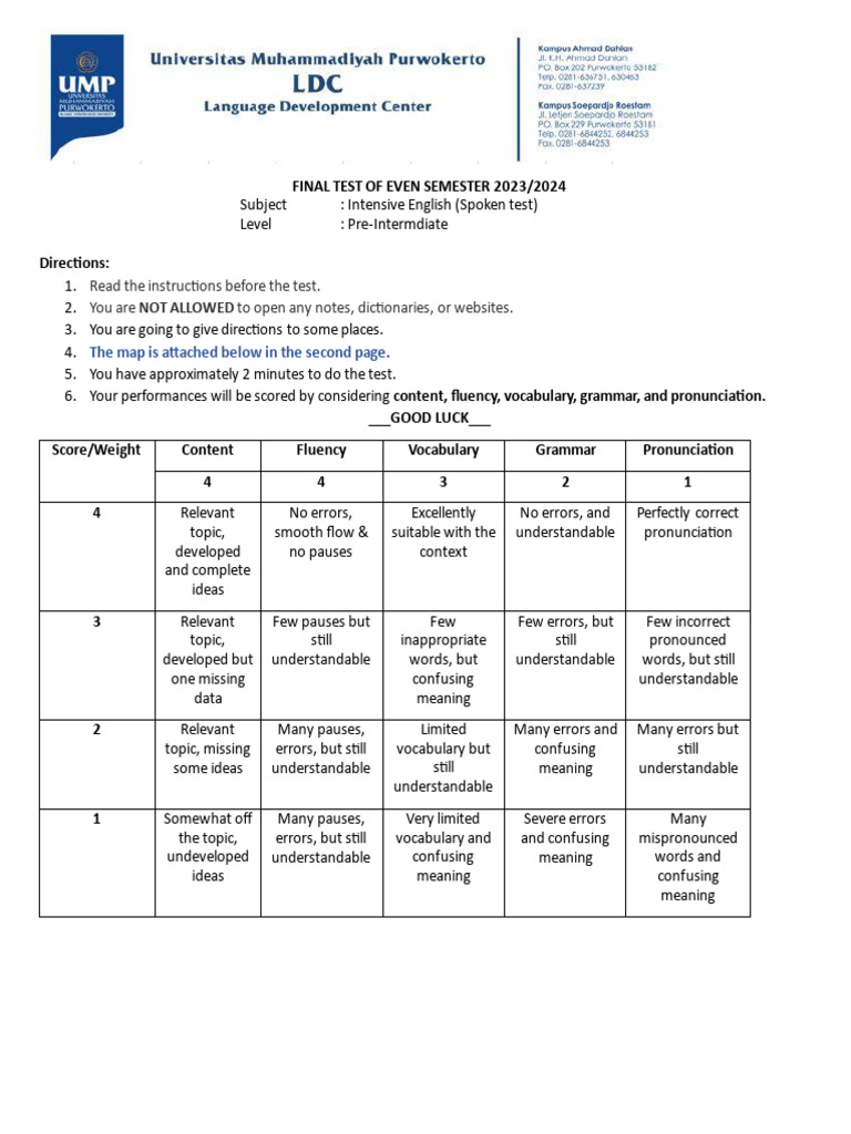 Pre-Intermediate - FINAL TEST OF EVEN SEMESTER 2024 | PDF | Vocabulary ...