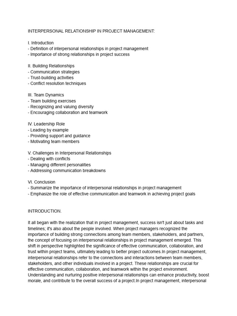 Interpersonal Relationships in Project Management | PDF | Leadership ...