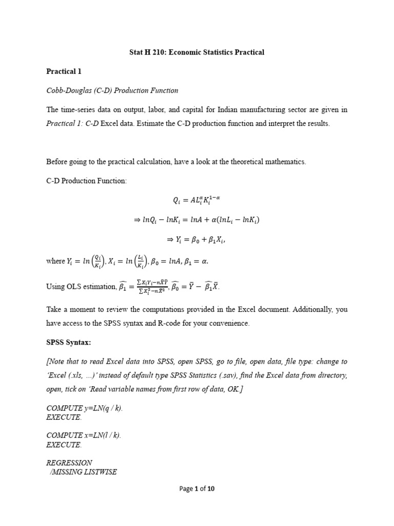 Stat H 210 Economic Statistics Practical | PDF | Gini Coefficient | Spss
