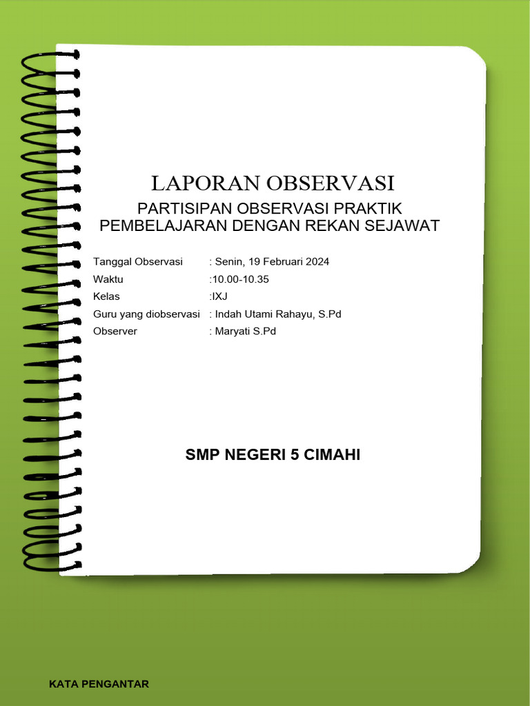 Laporan Observasi Rekan Sejawat (INDAH UTAMI) | PDF