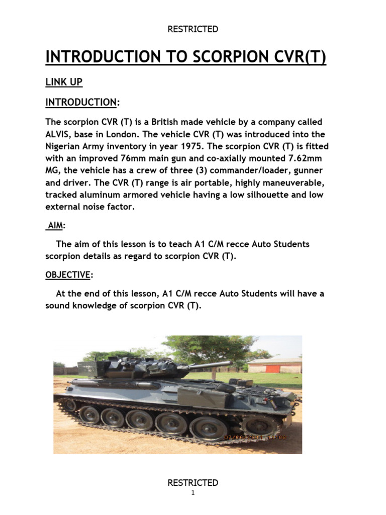Scorpion CVR (T) Lesson Note | PDF | Radiator | Mechanical Engineering