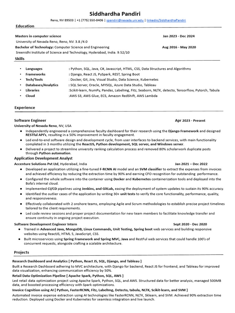 SID SDE Resume | PDF | Apache Spark | Python (Programming Language)
