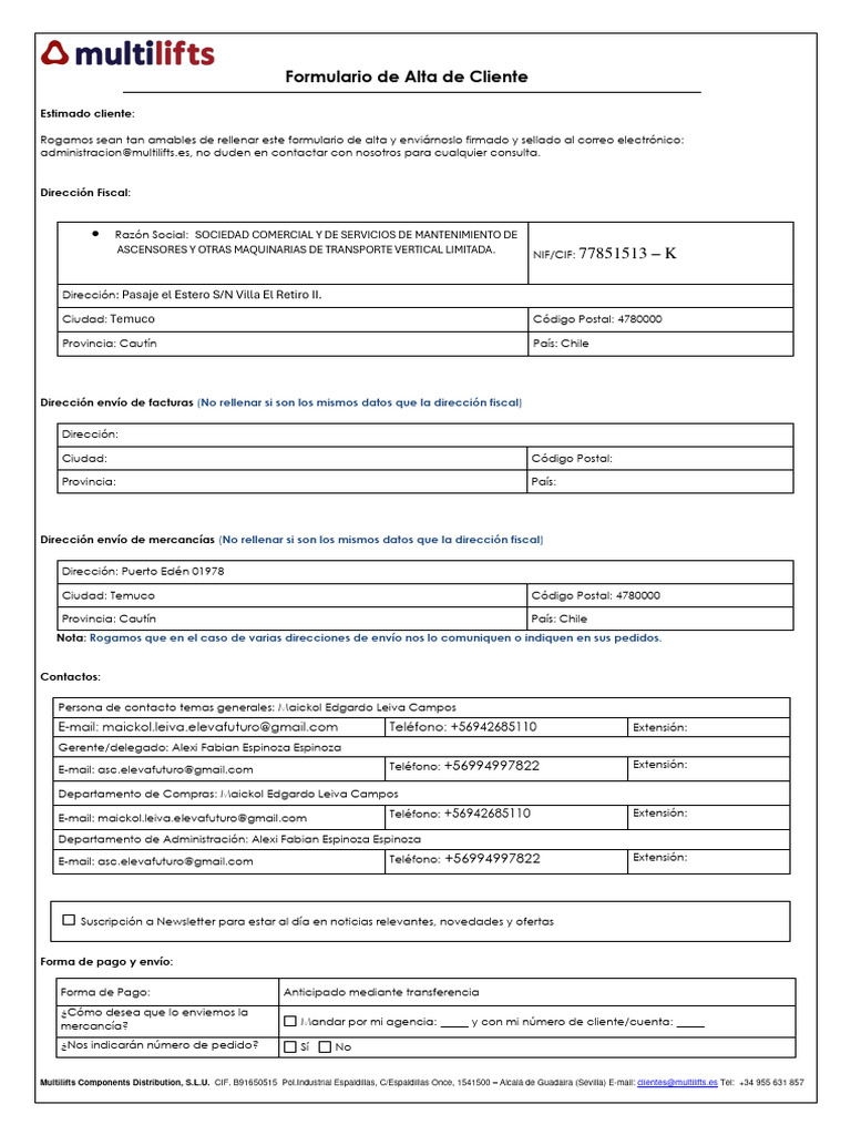 Alta de Cliente | PDF