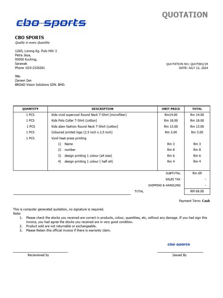 Contoh Format Quotation Pdf Economies