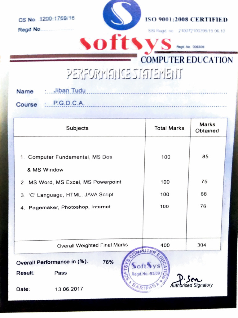 PGDCA Course Performance Report | PDF